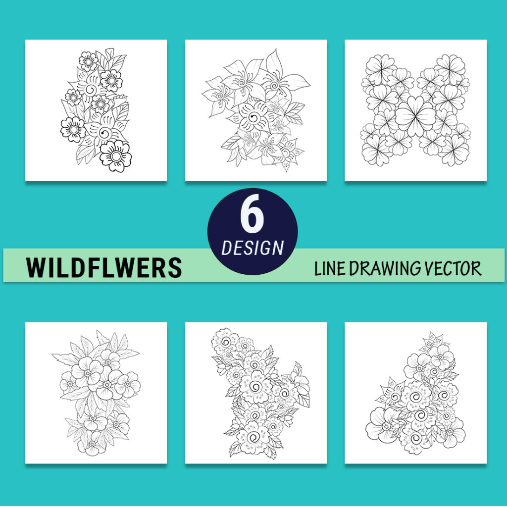 easy simple wildflower drawing, minimalist wildflower drawing ...