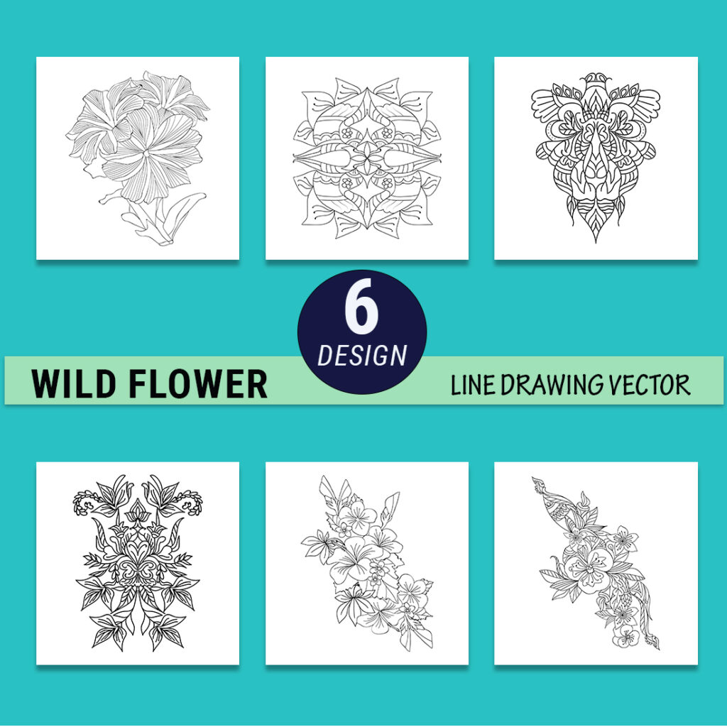 botanical wildflower drawing, easy simple wildflower drawing ...