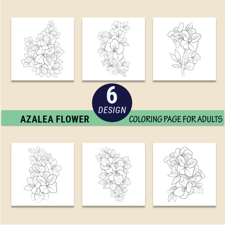 zalea flower drawing, azalea bush drawing, azalea flower outline ...