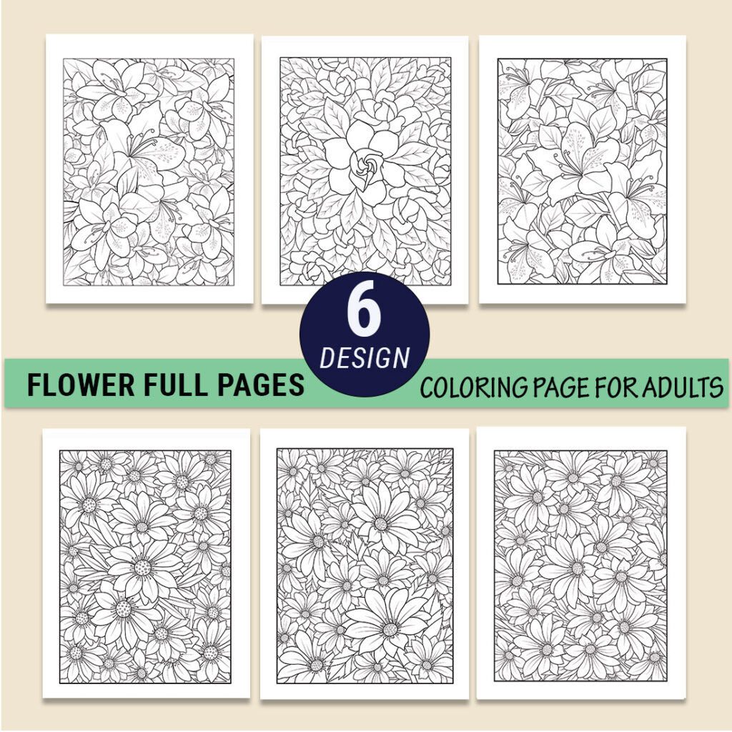 flower cluster drawing, relaxation flower coloring pages for adults ...