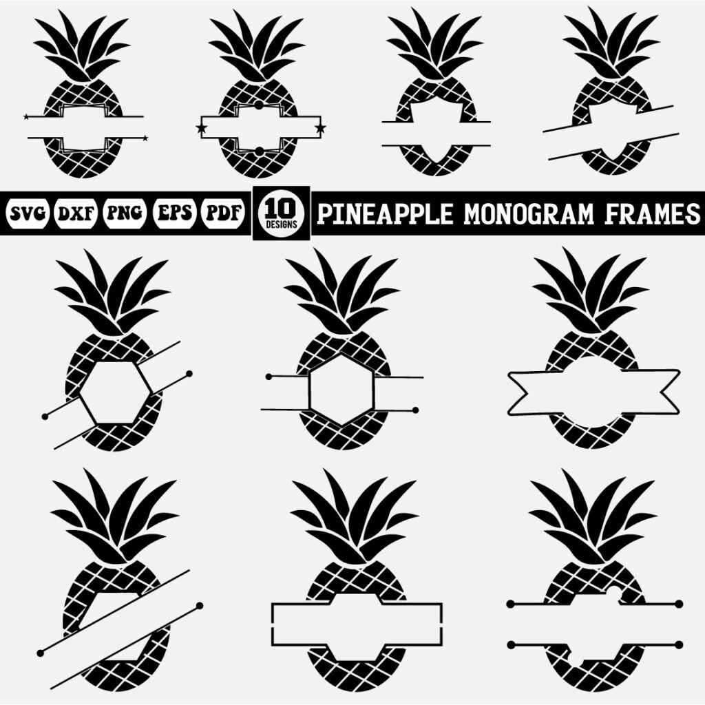 Pineapple Monogram Frames Svg Bundle - MasterBundles