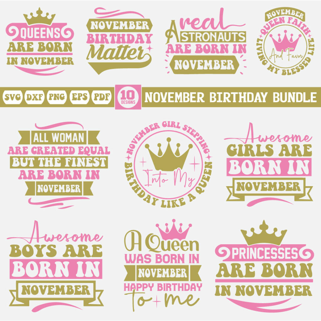 november Birthday Svg Bundle - MasterBundles