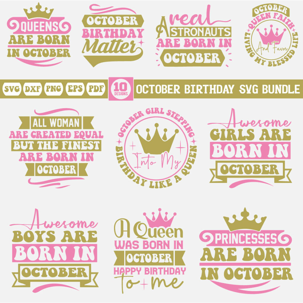 october Birthday Svg Bundle - MasterBundles