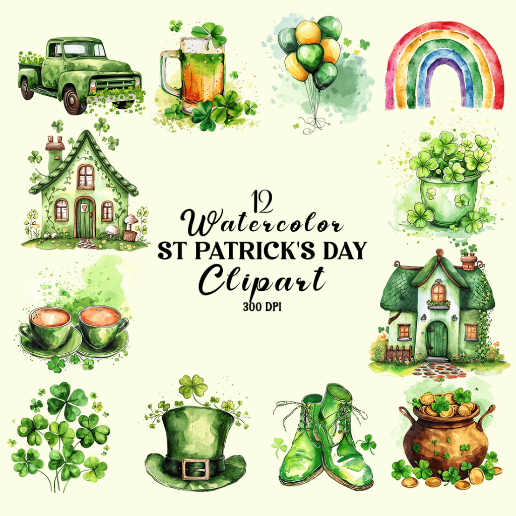 Watercolor St Patrick's day Clipart Bundle - MasterBundles