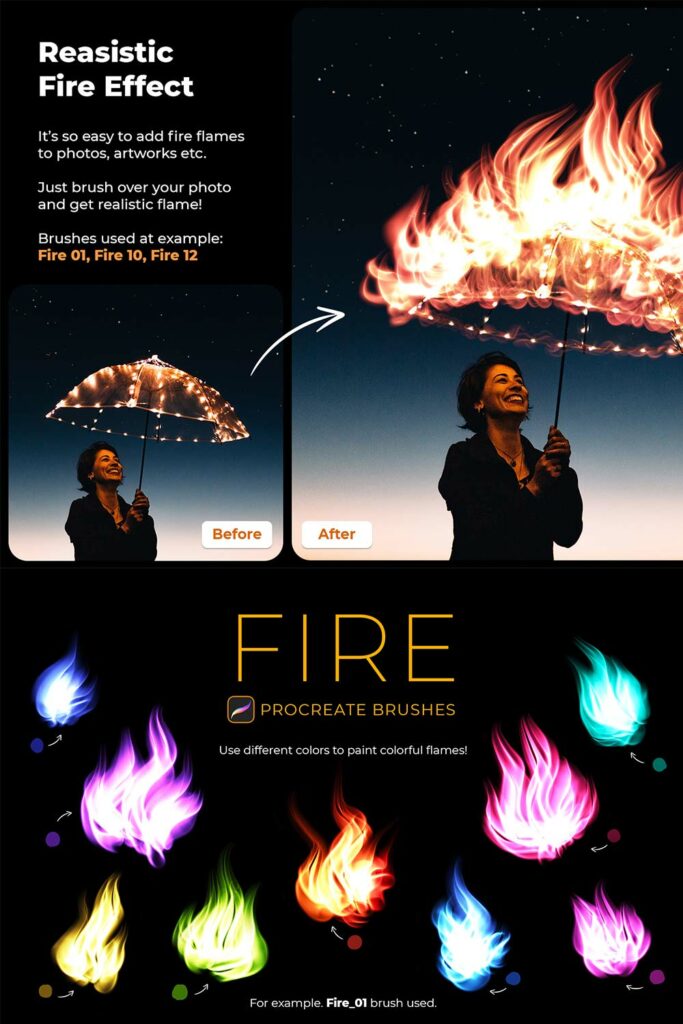 Fire Procreate Brushes - MasterBundles