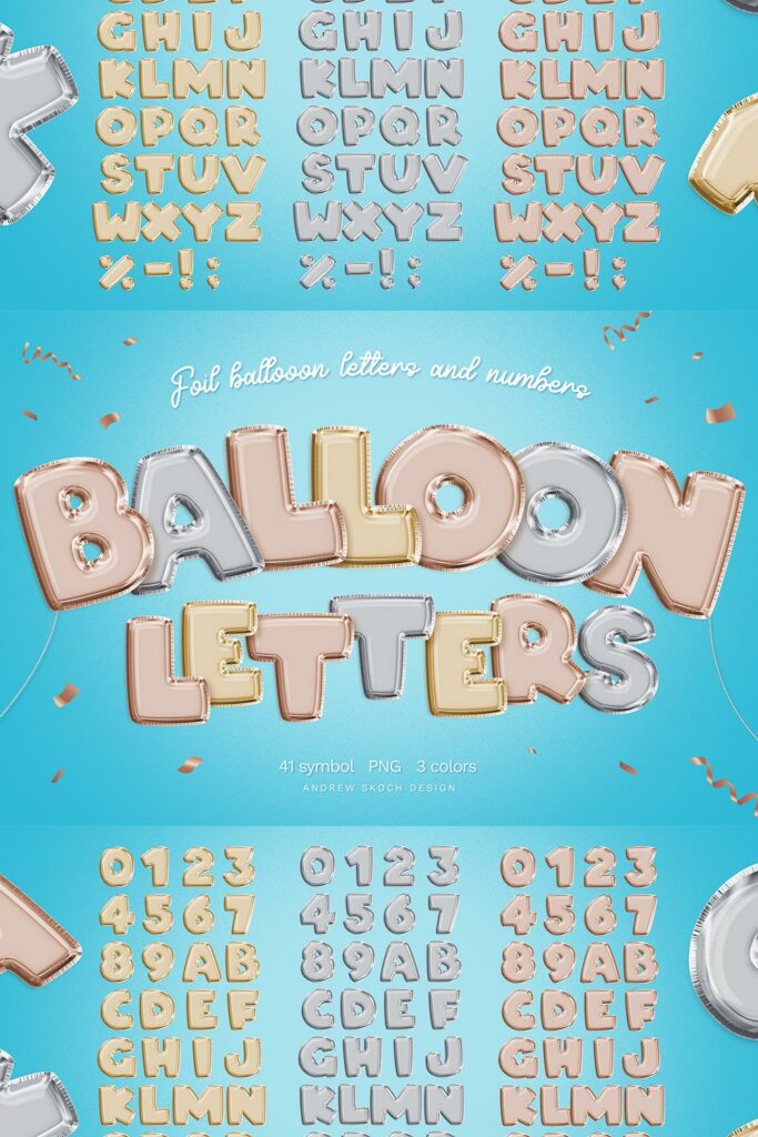 Foil Balloon PNG Letters - MasterBundles