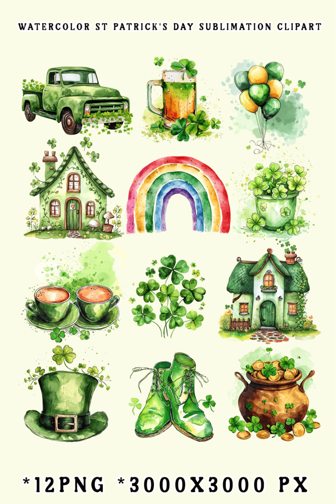 Watercolor St Patrick's day Clipart Bundle - MasterBundles