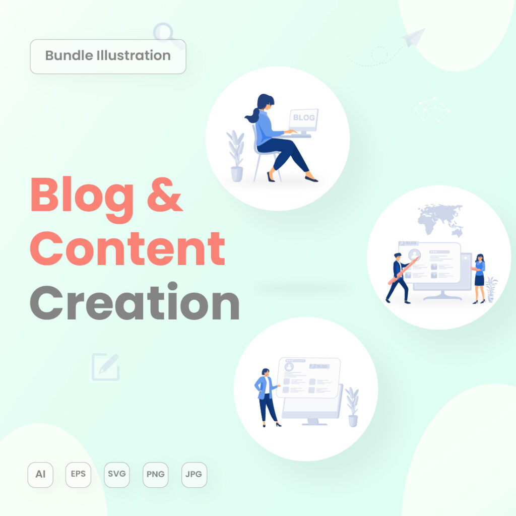 Blog & Content Creation Illustration - MasterBundles