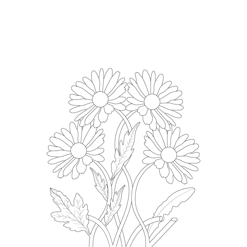 Daisy Flower Coloring Book Adults - MasterBundles