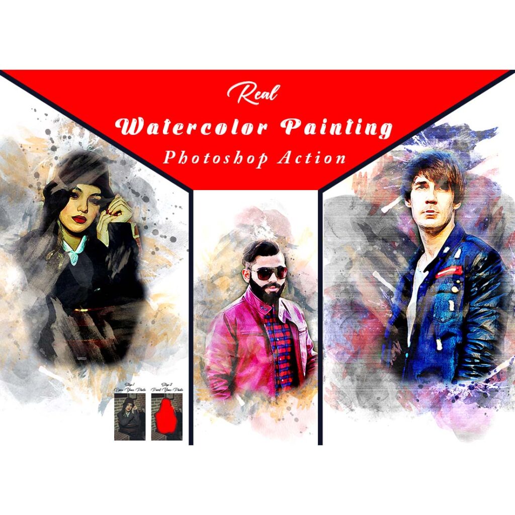 Real Watercolor Painting Photoshop Action - MasterBundles