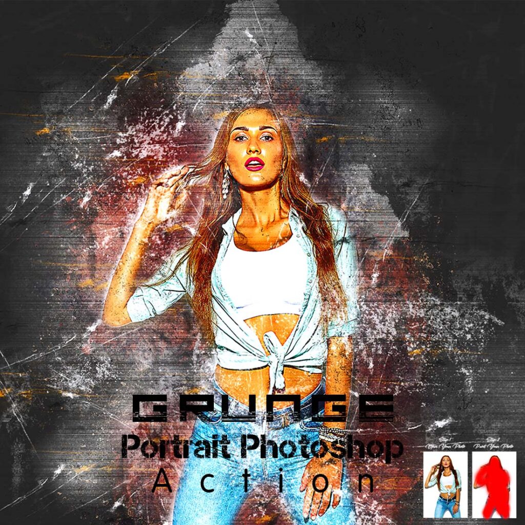 Grunge Portrait Photoshop Action - MasterBundles