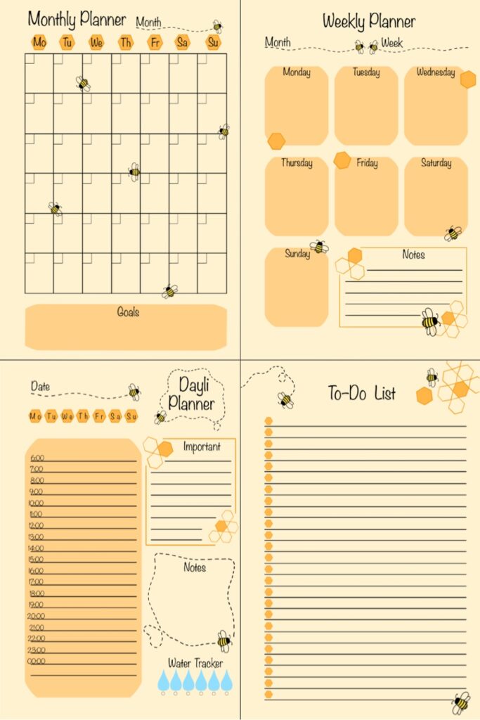 Bee Honey Printable Planner Page - MasterBundles
