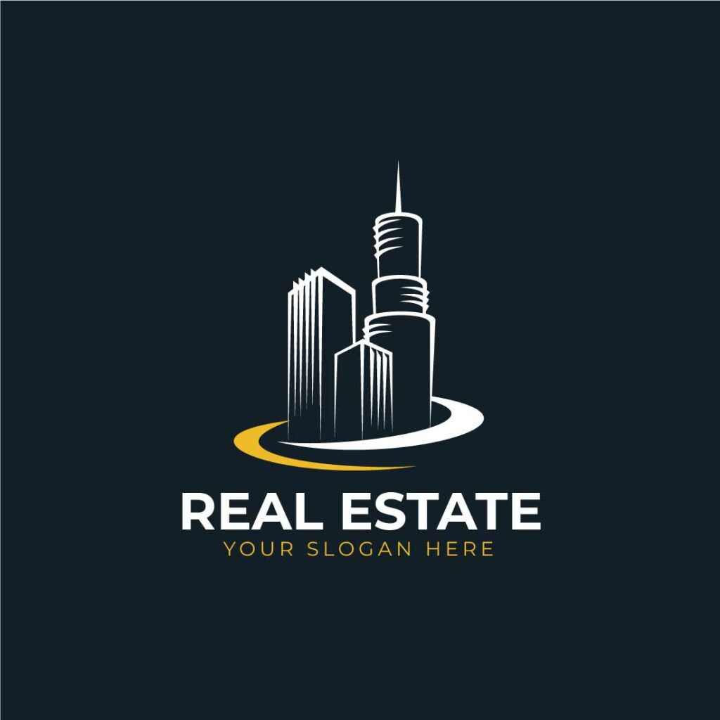 White and Yellow Professional Real Estate Business Logo - MasterBundles