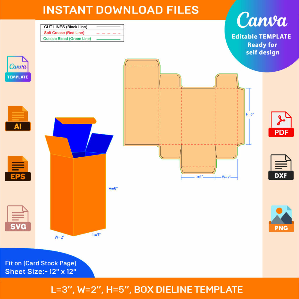 Rivers Truck End Box Dieline Template - MasterBundles