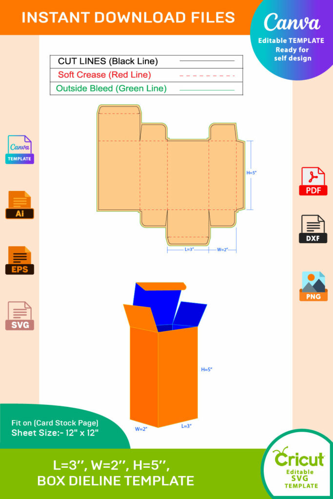 Rivers Truck End Box Dieline Template - MasterBundles