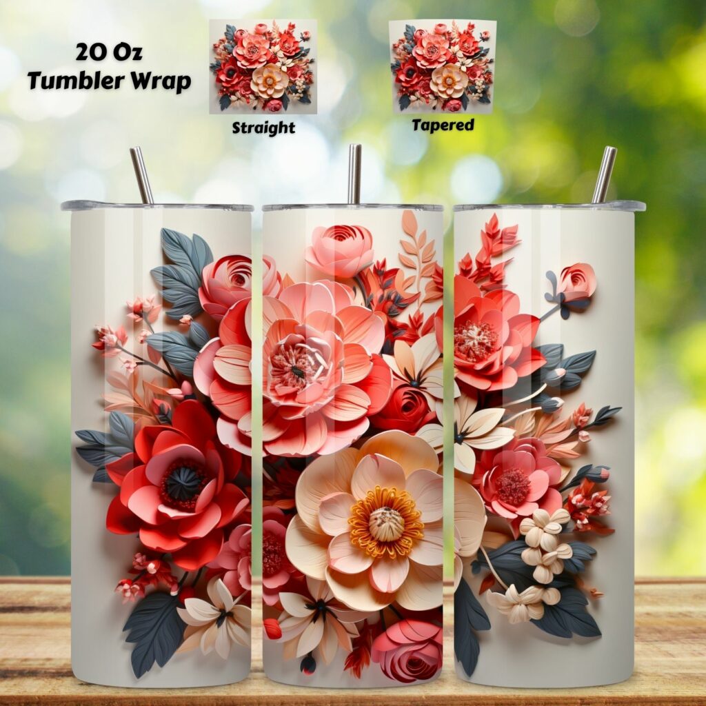 spring floral tumbler wrap | Seamless Tumbler Wrap, 3D Floral Tumbler ...