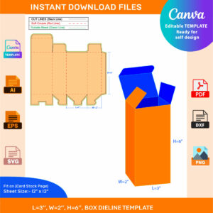 Snap Lock Box Dieline Template AI, EPS, DXF, SVG, PDF, JPG, files ...