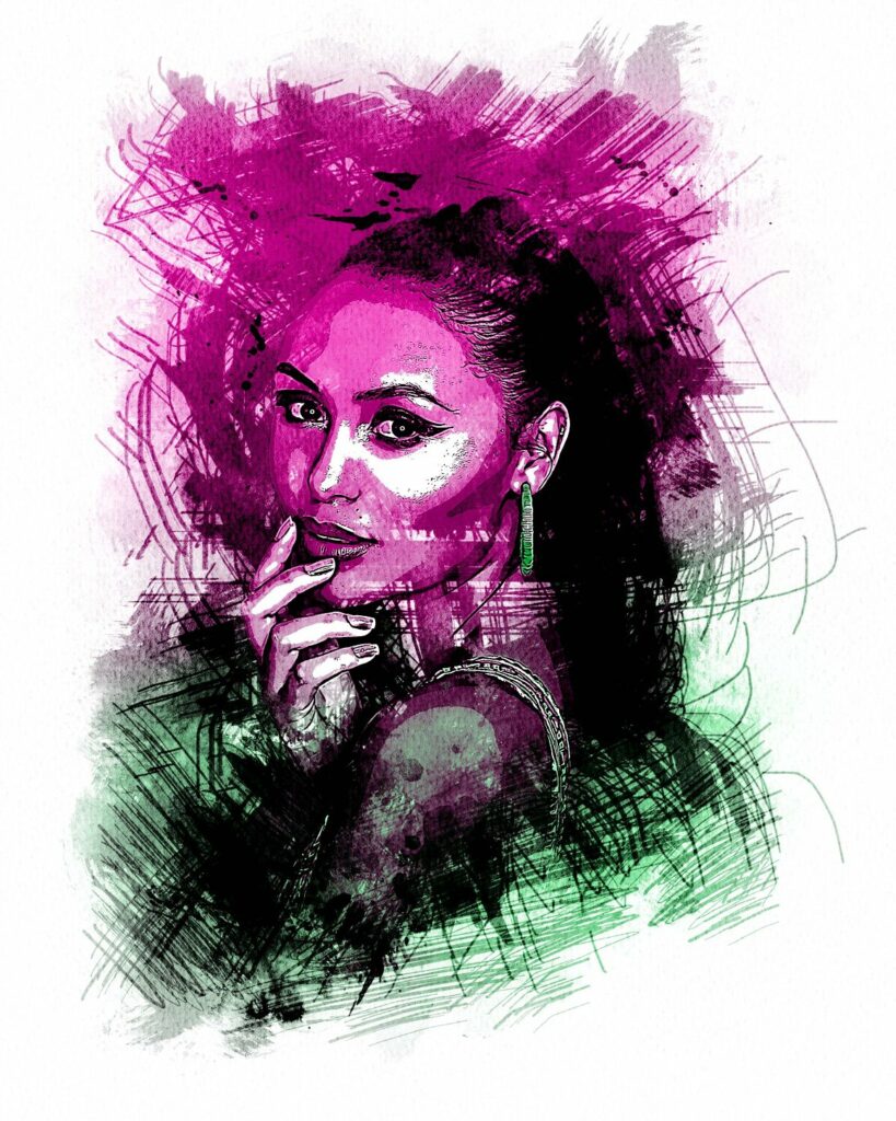 Portrait Watercolor Splash Art - MasterBundles