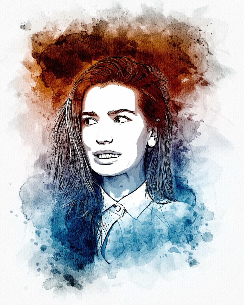 Portrait Watercolor Splash Art - MasterBundles