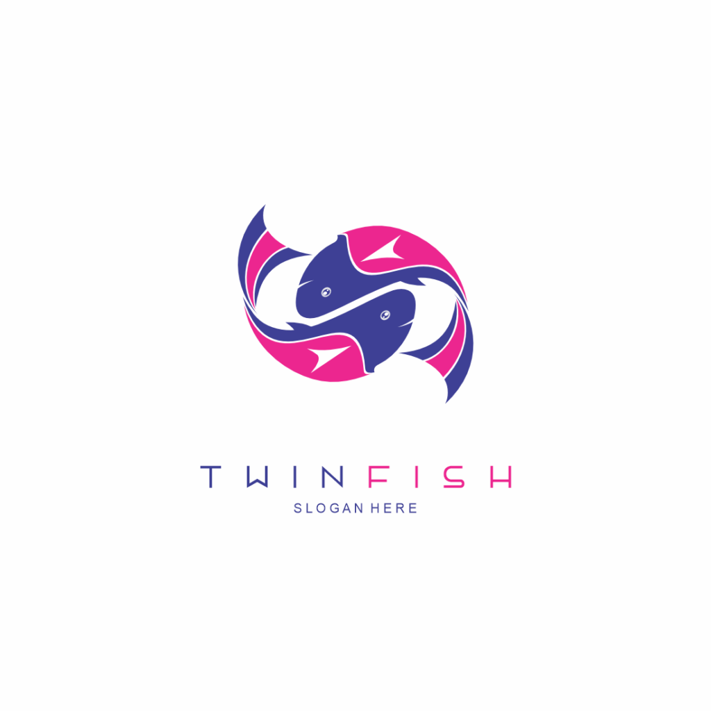 Modern Twin Fish Logo - MasterBundles
