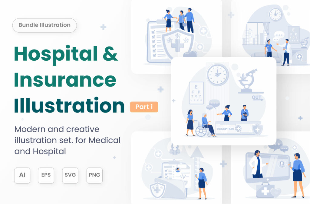 Hospital & Insurance Illustration Package - MasterBundles