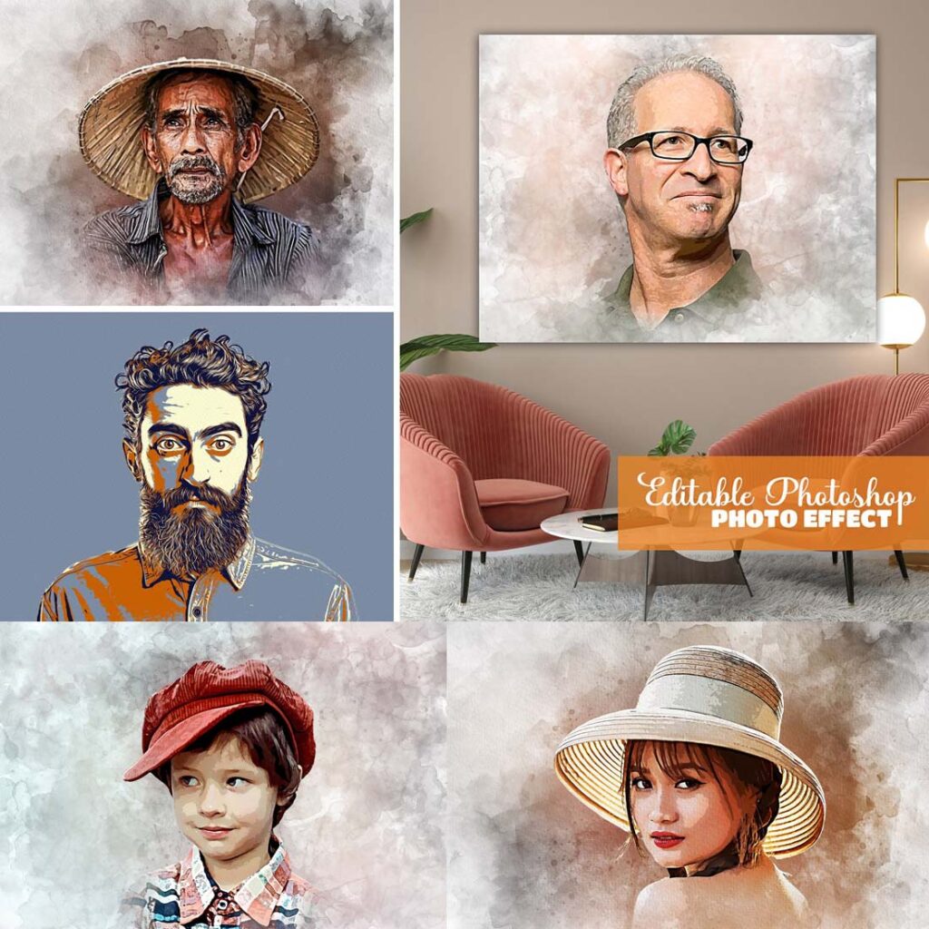 Portrait Watercolor Editable Effect - MasterBundles