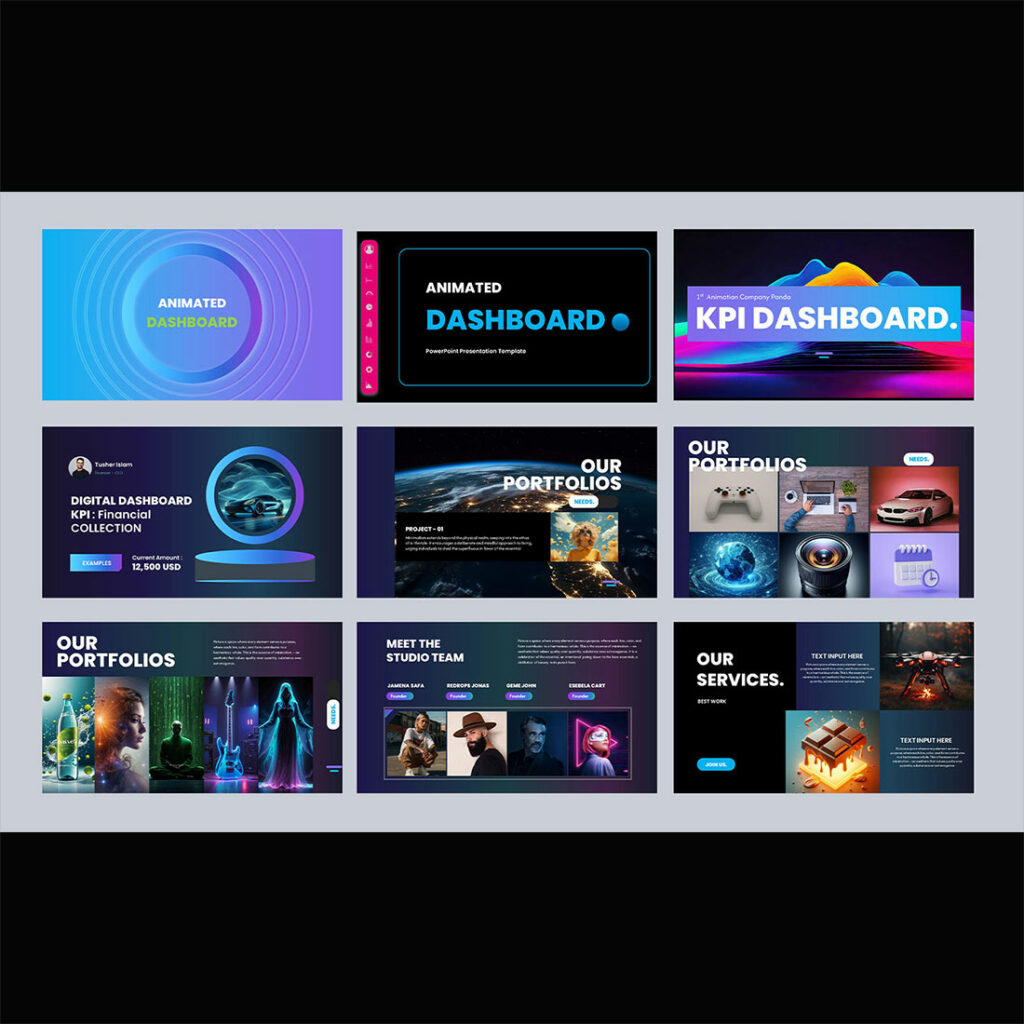 Animated Dashboard KPI PowerPoint Presentation Template - MasterBundles