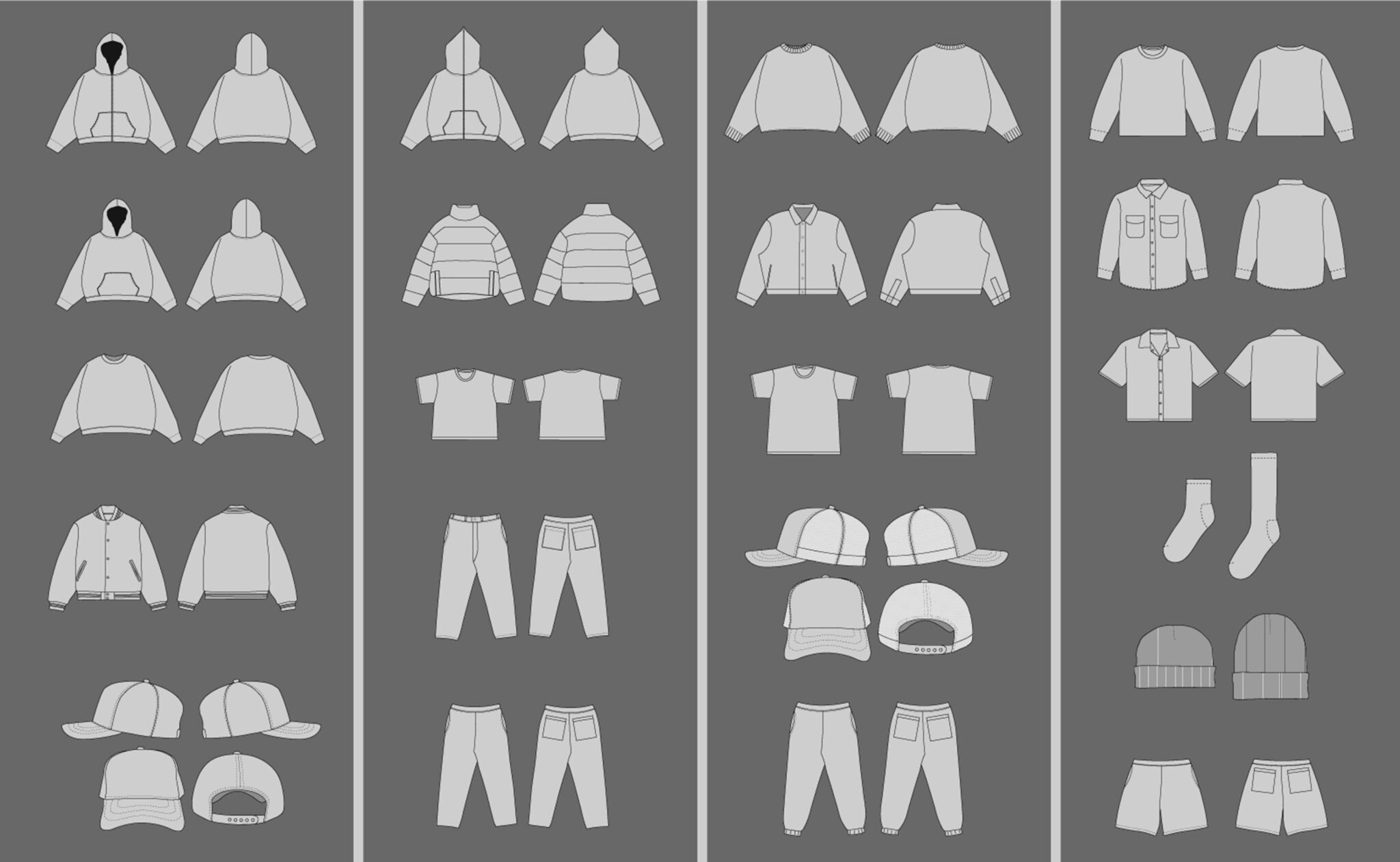 Vector Apparel Mockup Collection | Fashion Flat Illustrations ...