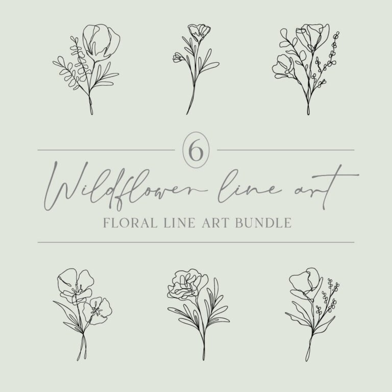 Floral Flower Liner Art Illustration - MasterBundles