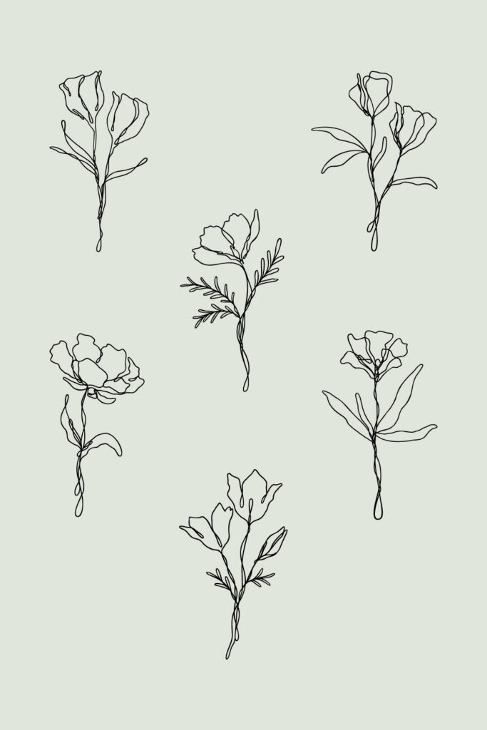 6 Floral Line Art Bundle | Continuous Line Wildflower Design Set ... 6 Floral Line Art Bundle | Continuous Line Wildflower Design Set ...