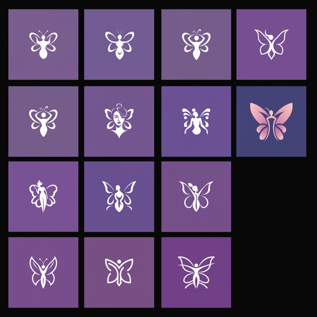 Woman Butterfly - Logo Design Template Total = 14 - MasterBundles