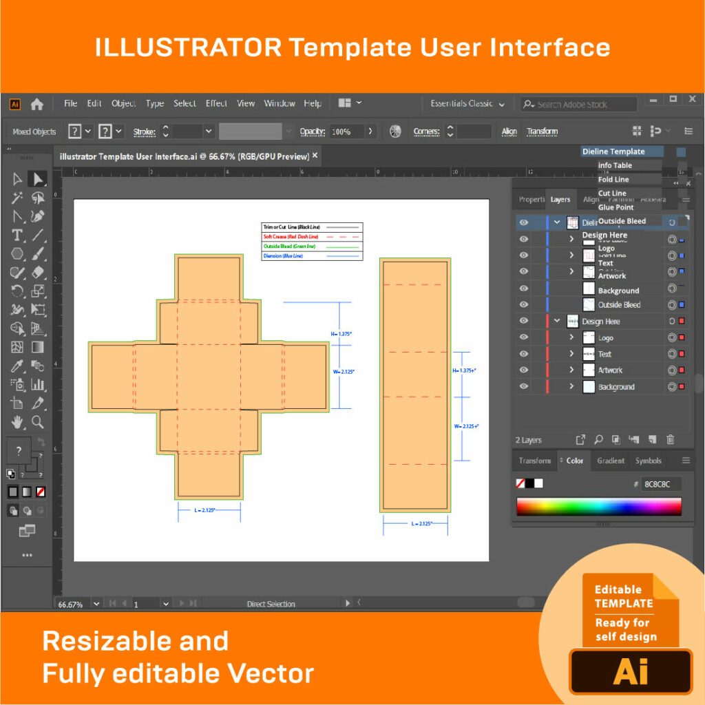 Wood Match Box, Dieline Template, SVG, EPS, PDF, DXF, Ai, PNG, JPEG ...