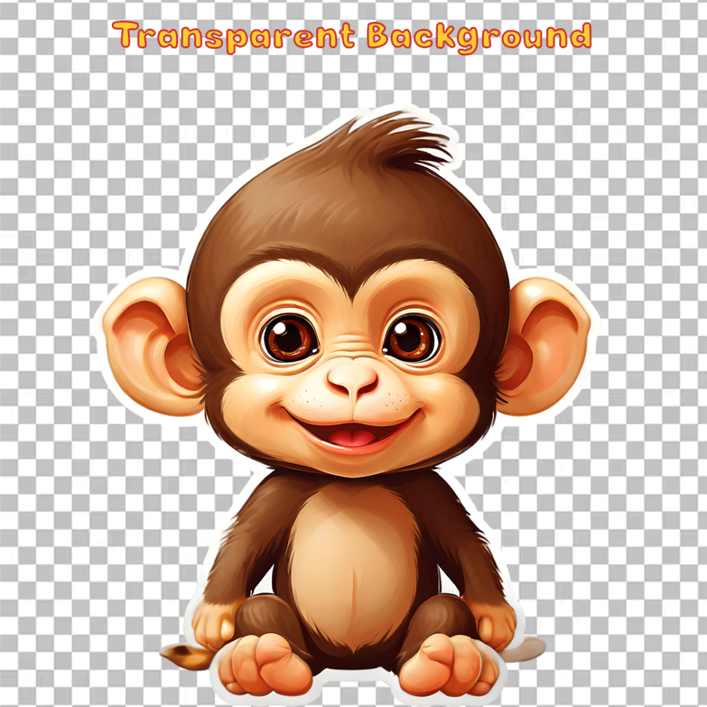 Cute Monkey Sticker 3 PNG's - MasterBundles