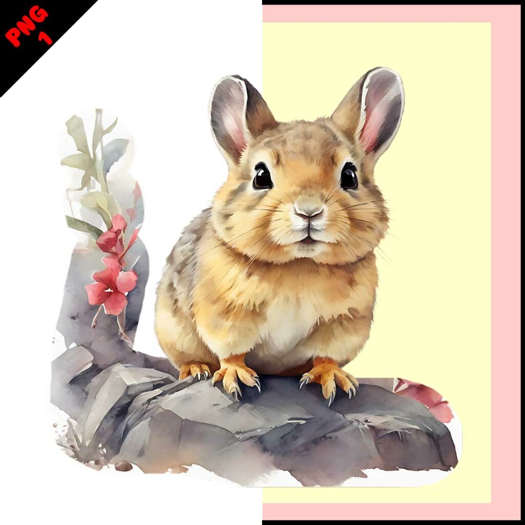 American Pika Watercolor Art 4 Transparent PNG Illustrations ...