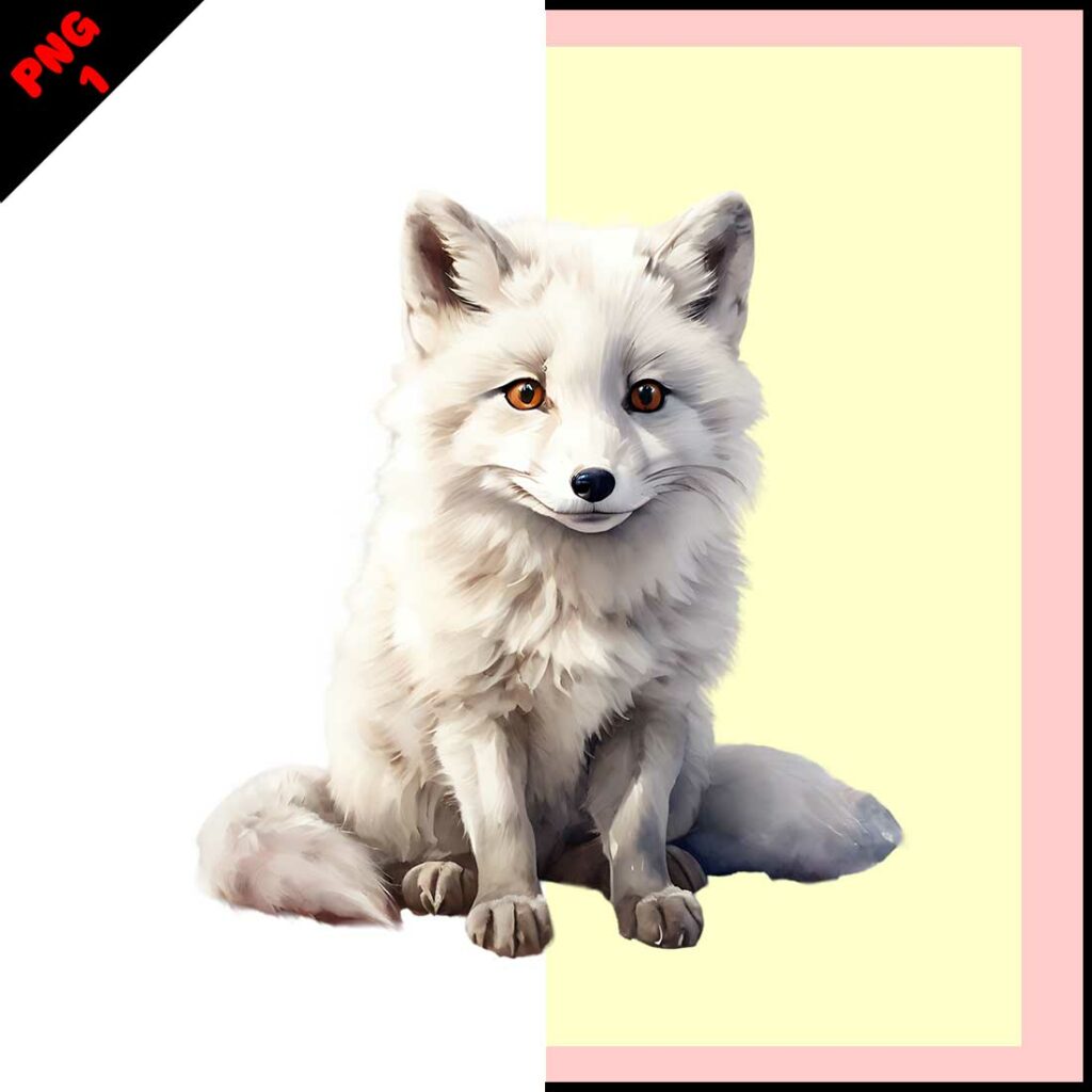 Arctic Fox Watercolor Art 4 Transparent PNG Illustrations - MasterBundles