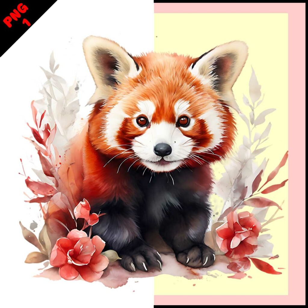 Red Panda Watercolor Art 4 Transparent PNG Illustrations - MasterBundles