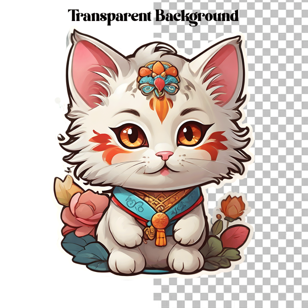 Cute Chinese Cultural Cat Stickers PNG’s - MasterBundles
