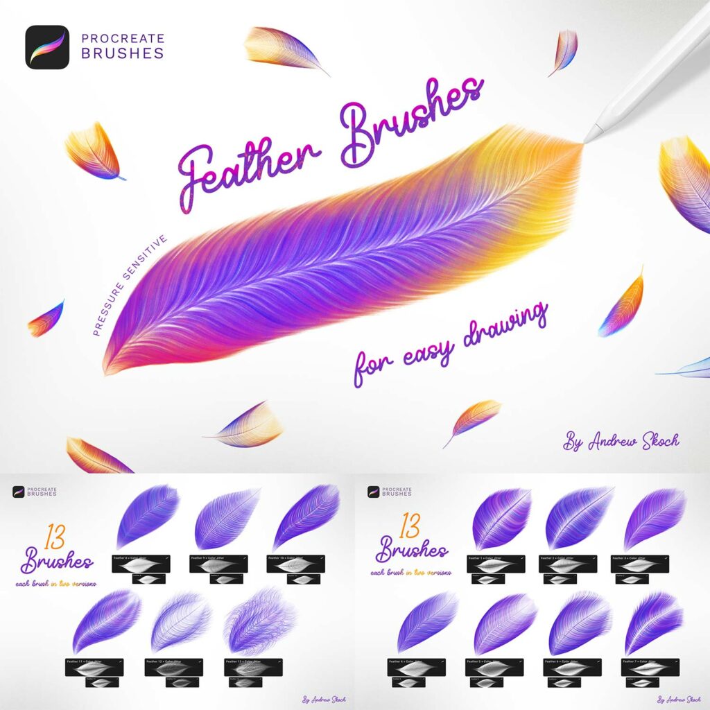 Feathers Procreate Brushes - MasterBundles