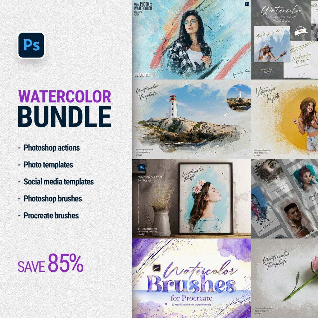 Watercolor Assets Bundle - MasterBundles