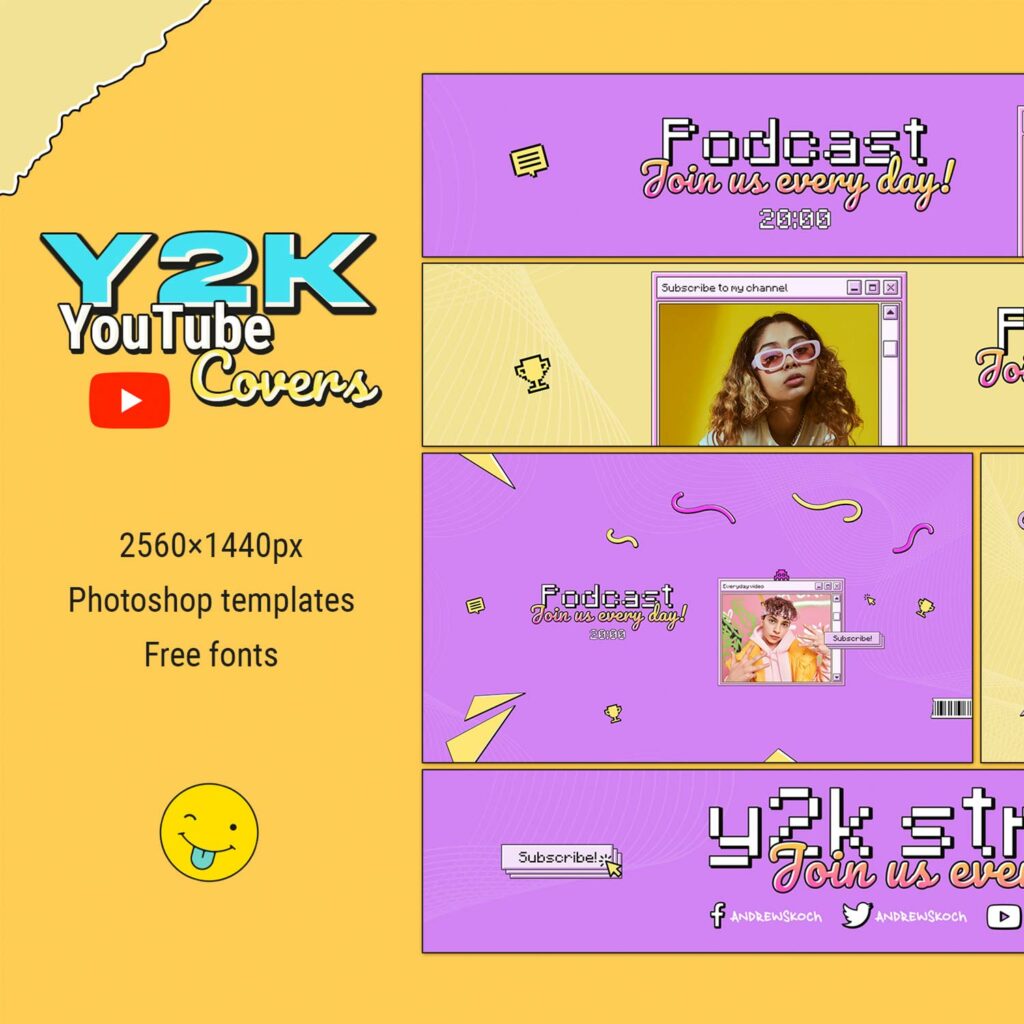 Y2K YouTube Cover Artworks - MasterBundles