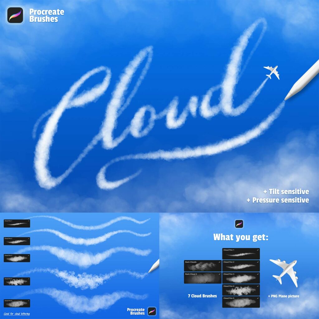 Clouds Procreate Brushes - MasterBundles