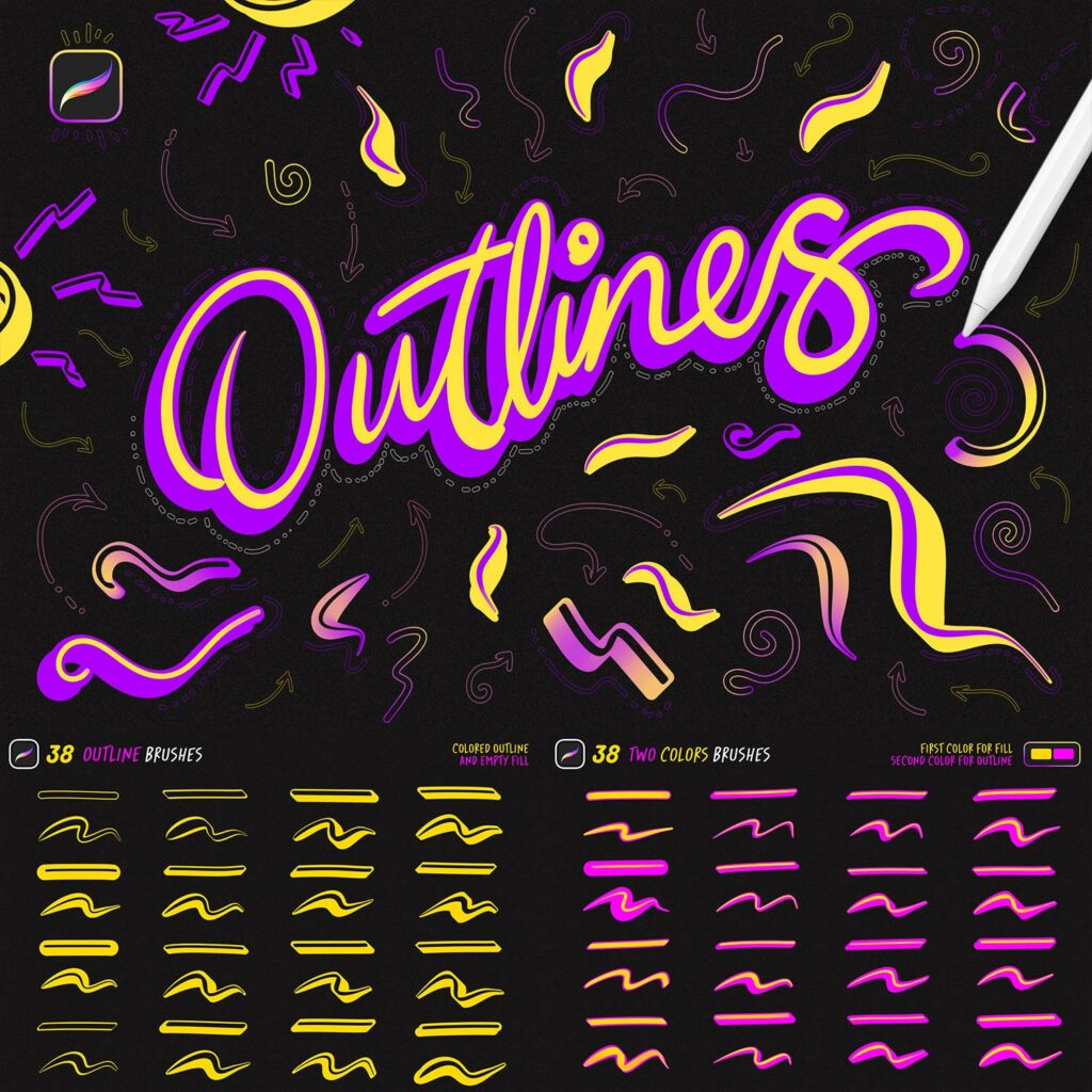 Outline Procreate Brushes - MasterBundles