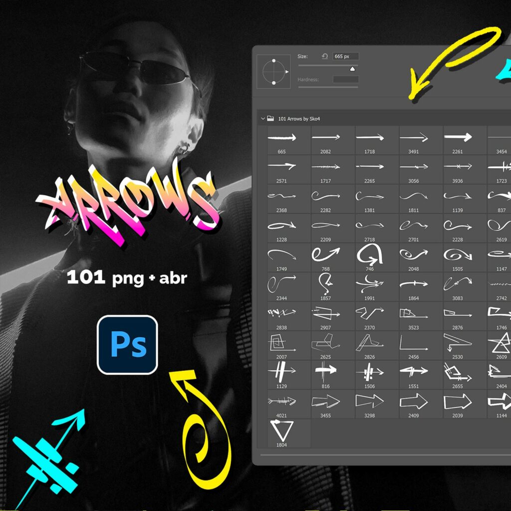 Hand drawn arrows - PNG & brush - MasterBundles