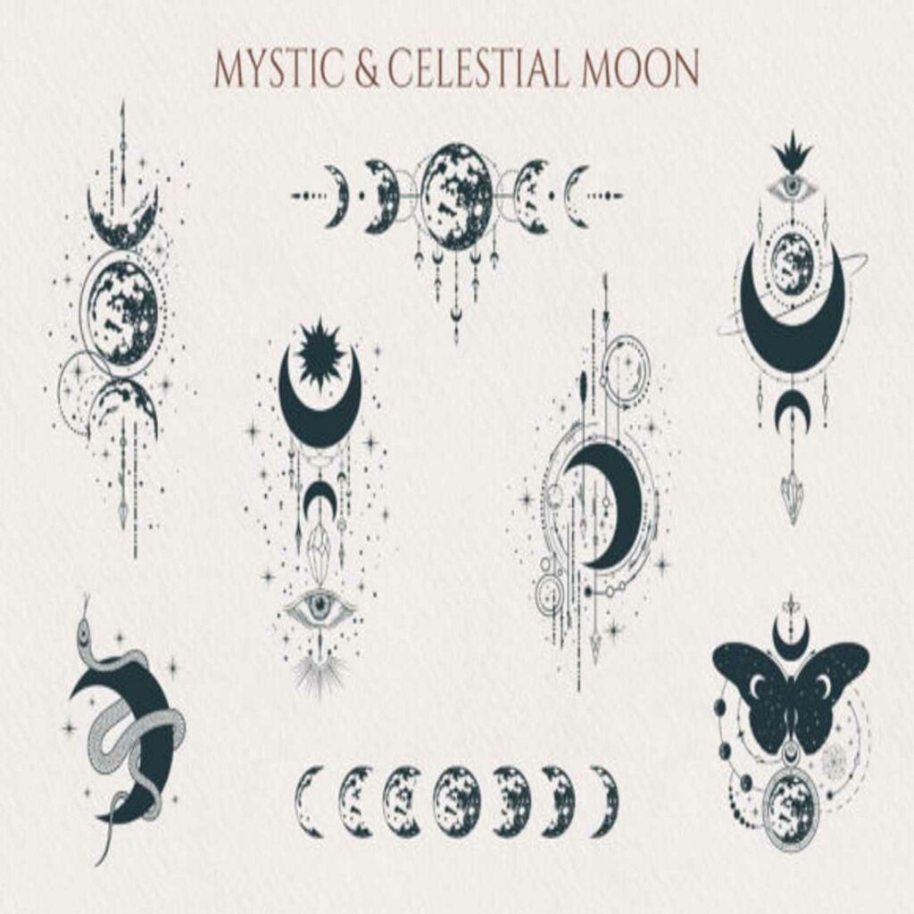 Hand Drawn Mystical Moon - MasterBundles