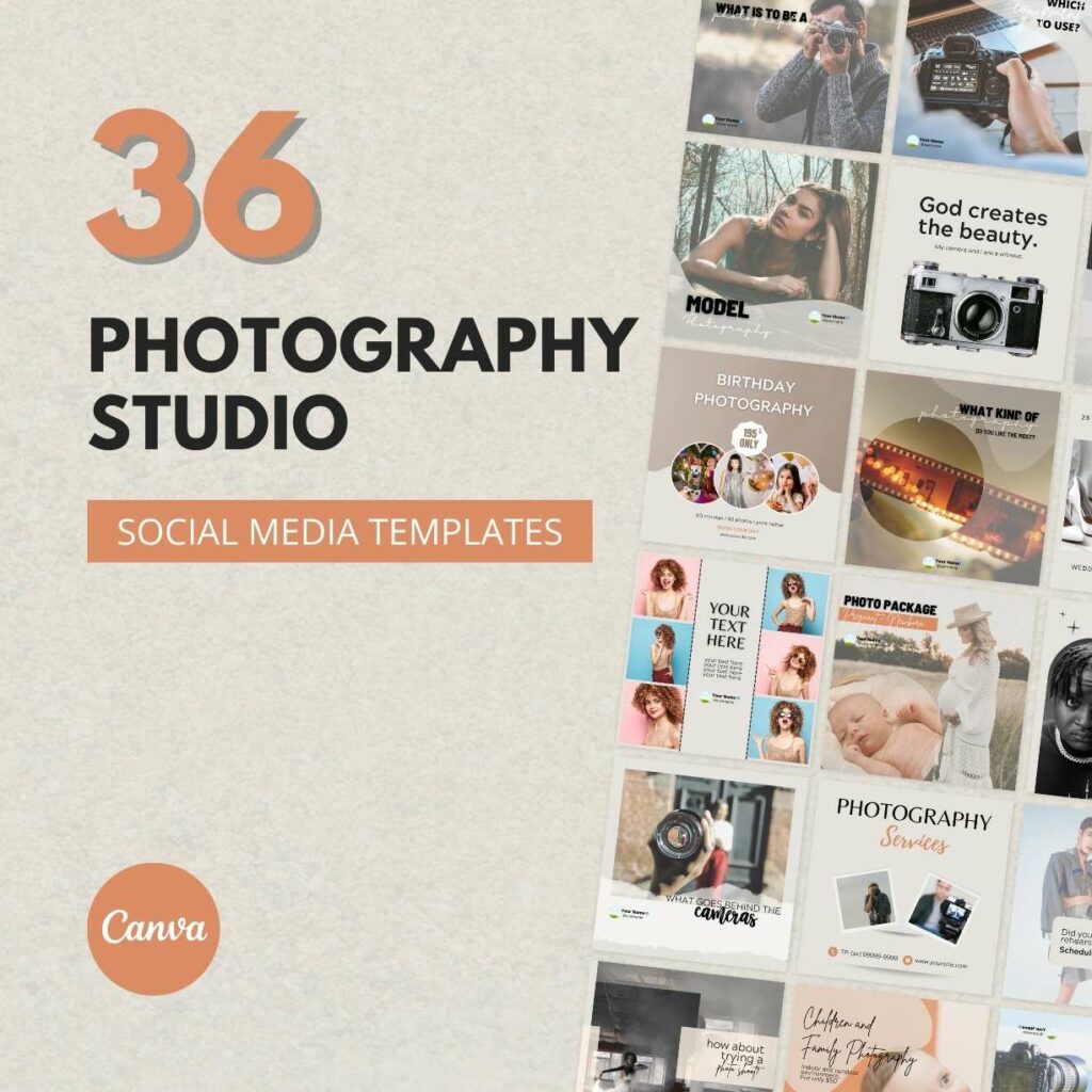 36 Photography Studio Canva Templates For Social Media - MasterBundles