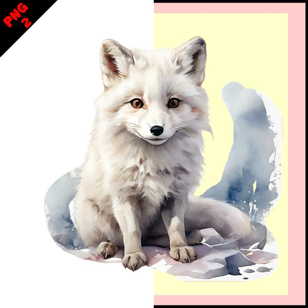 Arctic Fox Watercolor Art 4 Transparent PNG Illustrations - MasterBundles