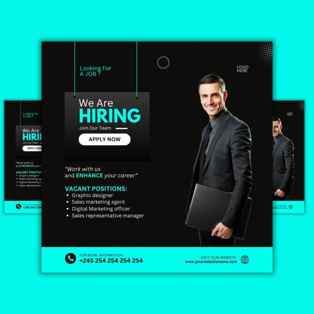 1 Instagram sized Canva Hiring Design Template Bundle - $4 - MasterBundles