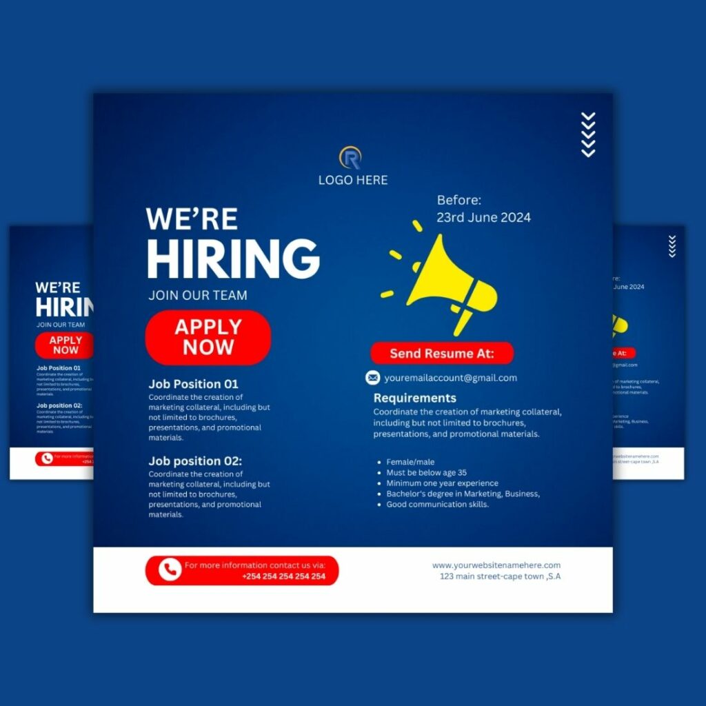 1 Instagram Sized Canva Hiring Design Template Bundle - $4 - MasterBundles