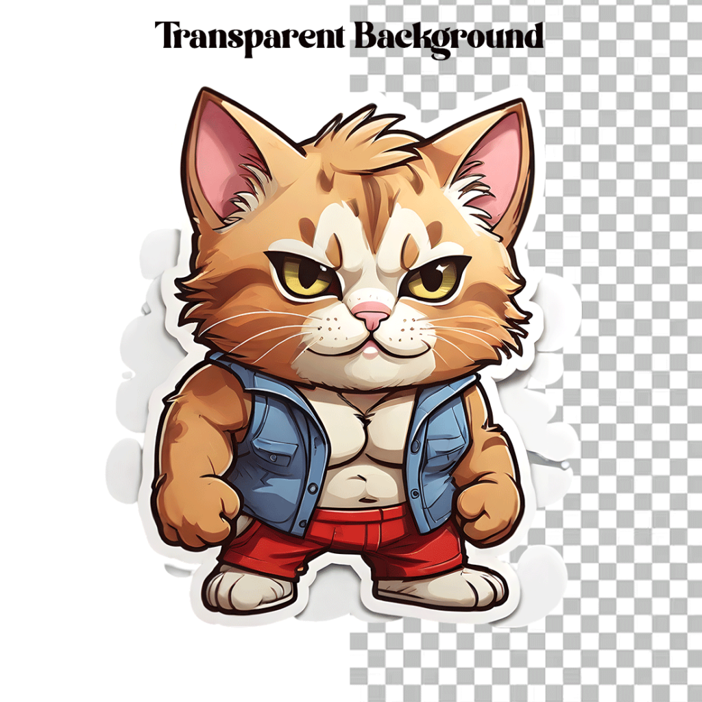Cute Body Builder Cat Stickers PNG’s - MasterBundles