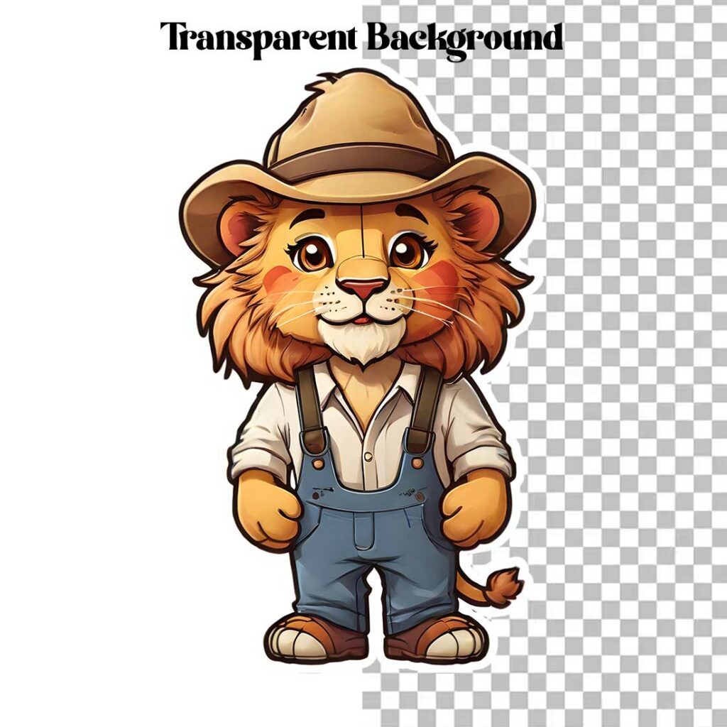 Cute Farmer Lion Stickers PNG’s - MasterBundles